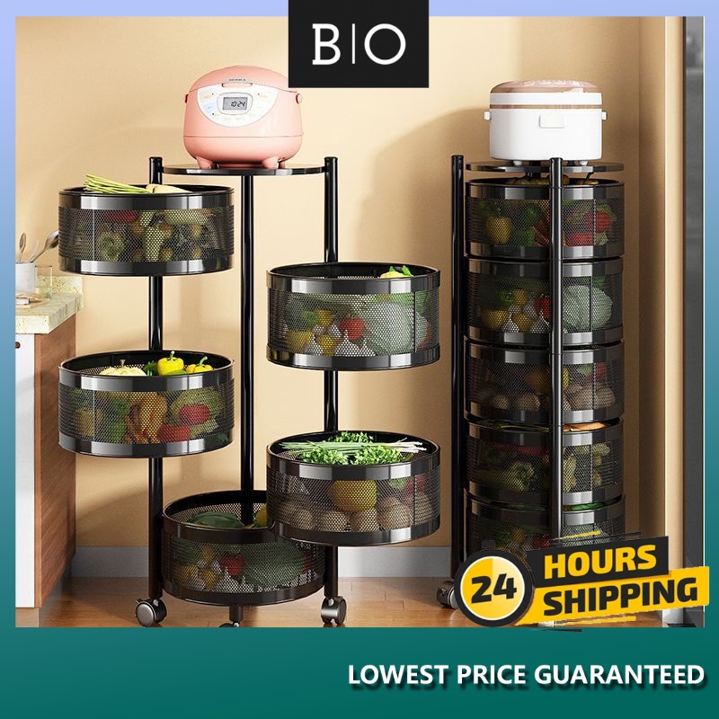 Ready stock Stainless Steel Kitchen Rotating Rack Rak Dapur Basket Rack ...