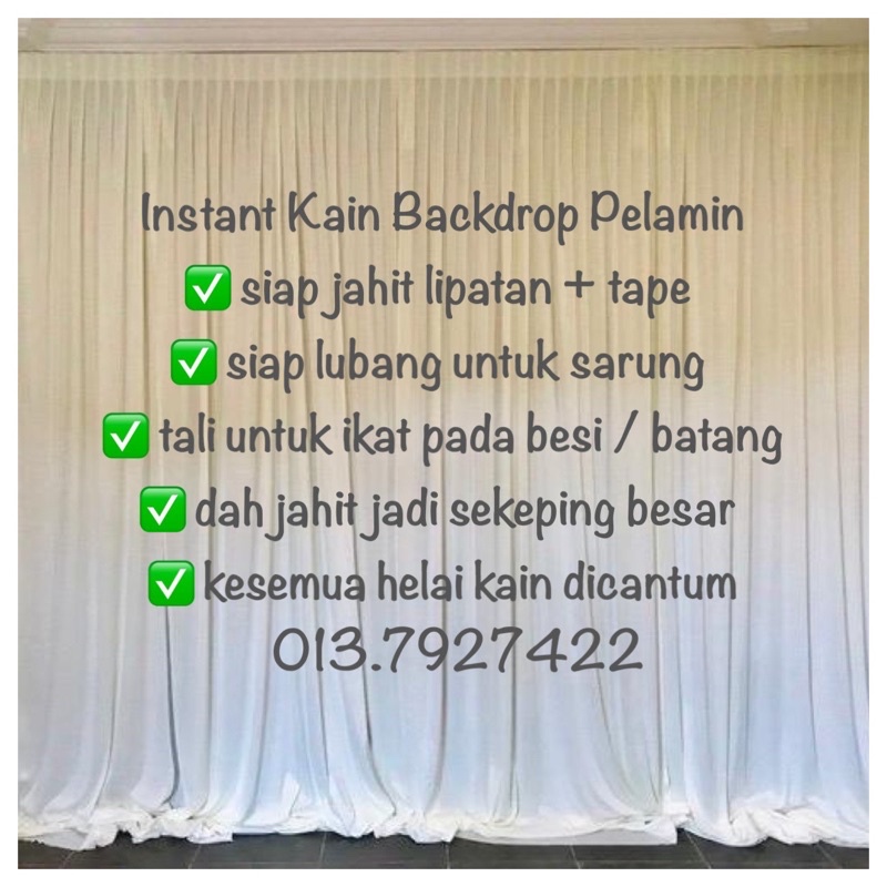 1 Large Piece Kain Backdrop Pelamin Jersey Matte Langsir Wedding Stage ...