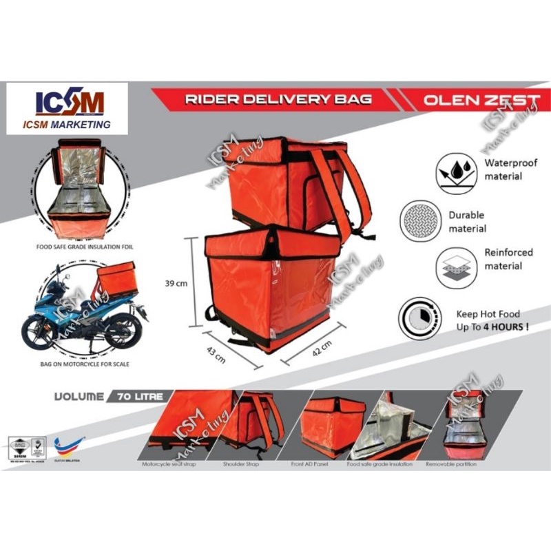 Food delivery bag 70Liter / Ready Stock / SF Beg / Sh00p33 F00D beg ...