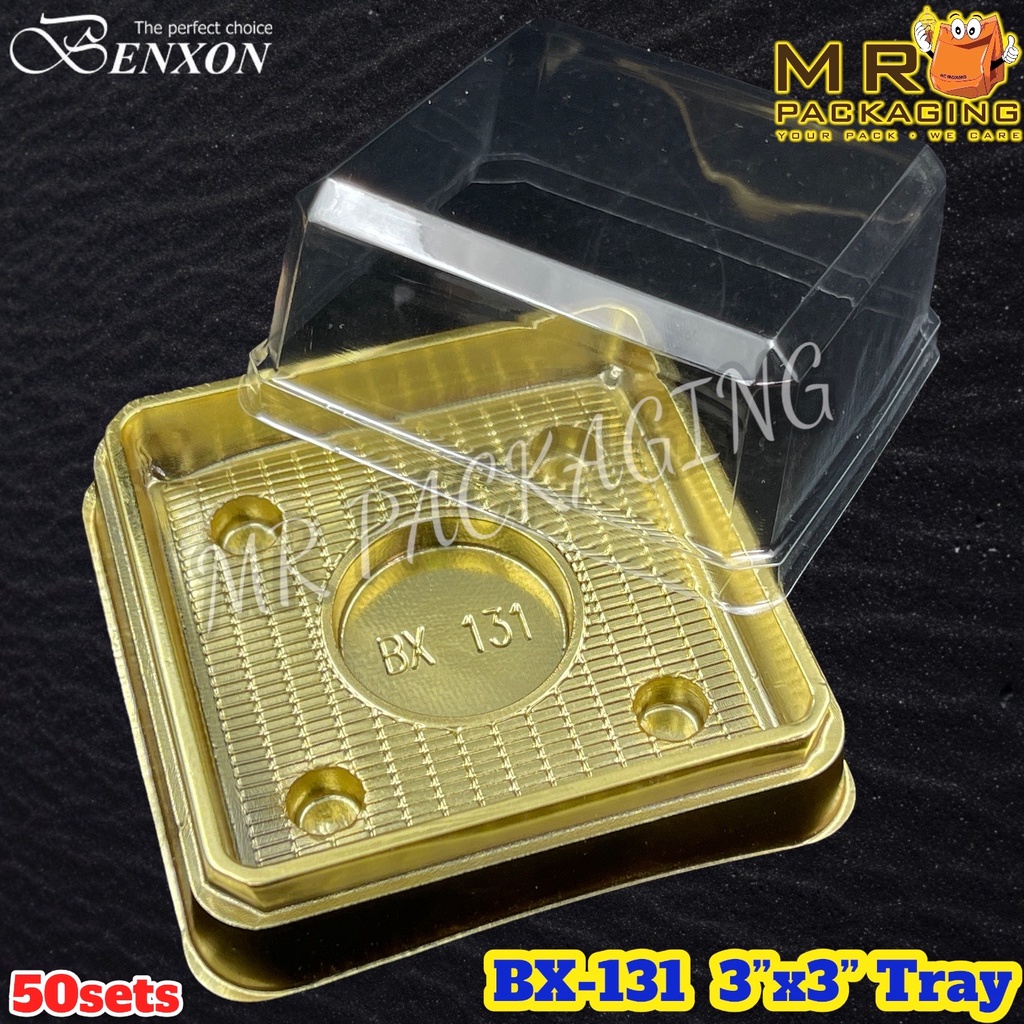 3" BX-131 Plastic Gold Tray & Lid [ 50sets± ] Door Gift Mooncake Bakery ...