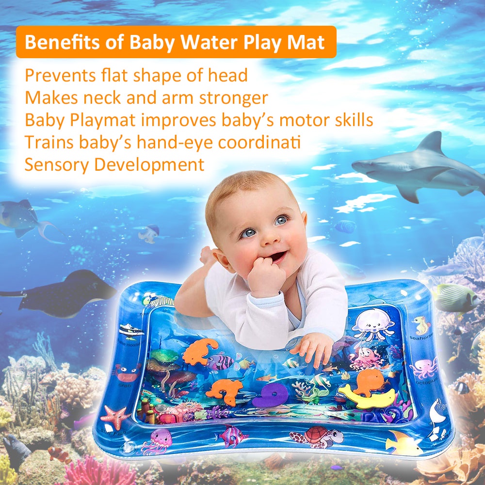 Baby infant Water Play Mat Tummy Time Cushion Inflatable Patted Playmat ...