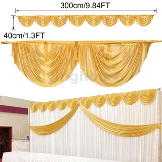 Detachable Langsir Decor Gold Silky Satin Backdrop Curtain Swags ...