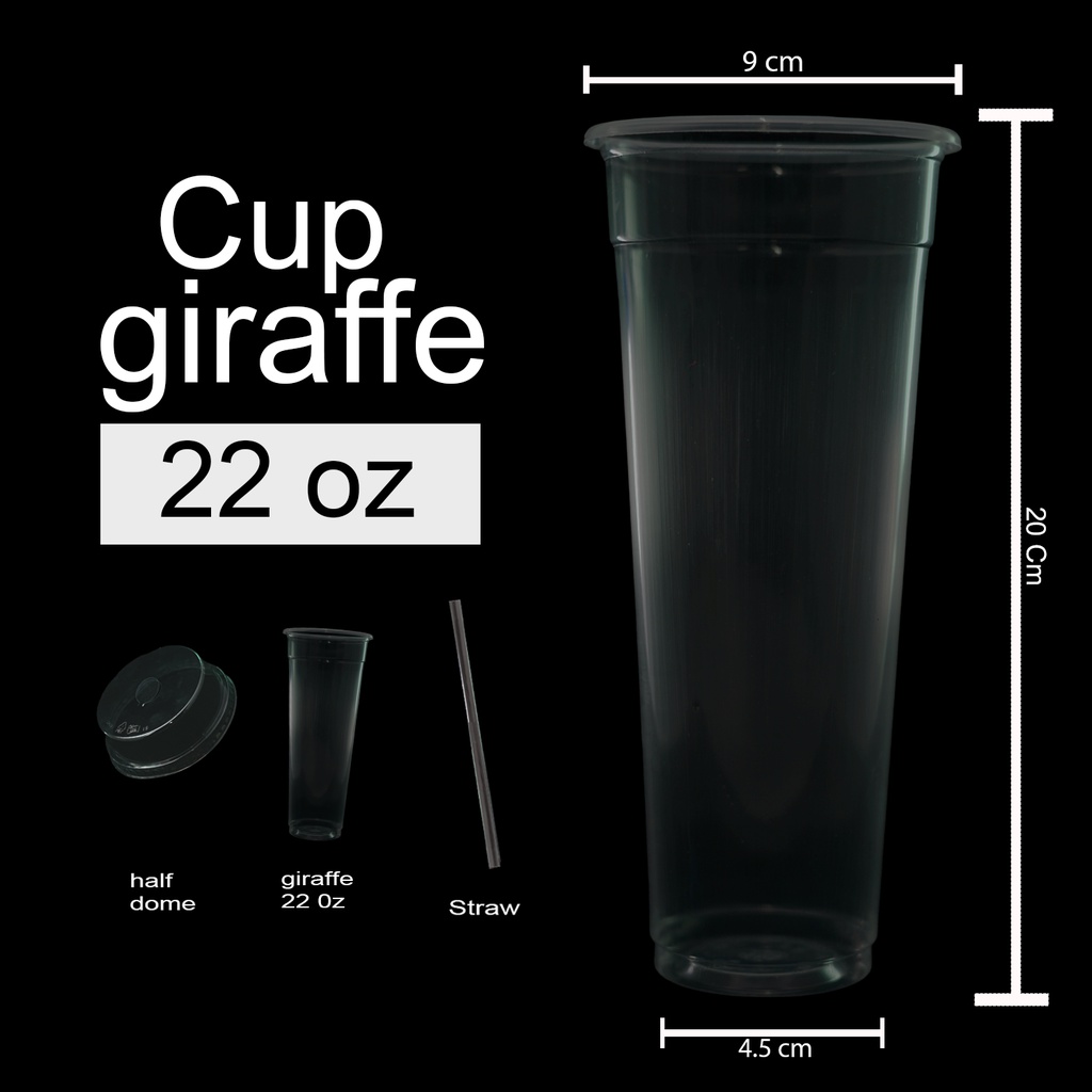 Cup Plastik GIRAFFE Cup Zirafah saiz 22oz & 28oz inc straw penutup ...