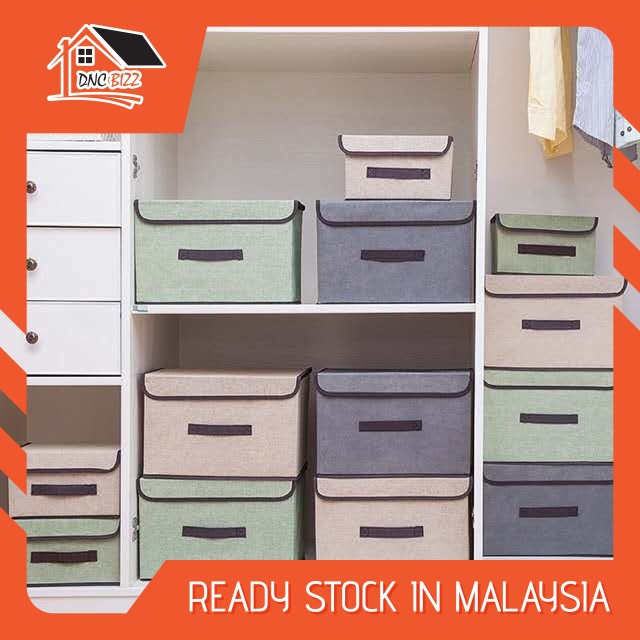 「Stock Ready in M’sia」Korean Storage Box Foldable Linen Cloth ...