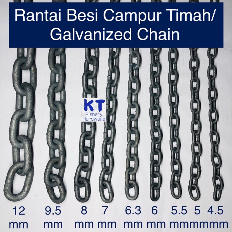 Hot Dip Galvanized Chain ( Potong Meter ) 4.5mm 5mm 5.5mm 6mm 6.3mm 7mm ...