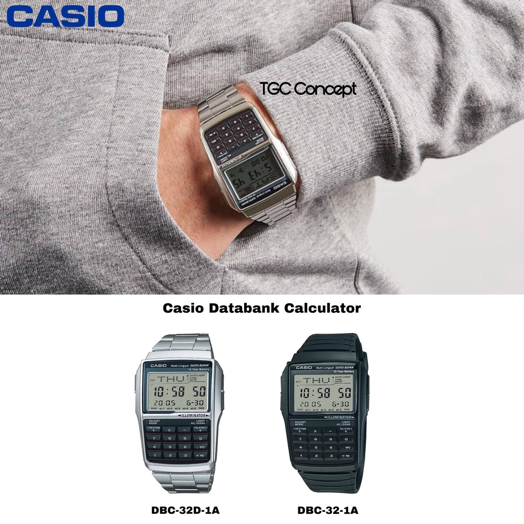 Original Casio DBC-32D-1A DBC-32-1A DBC-32D-1 DBC-32-1 DBC32D DBC32 Databank Calculator Water ...