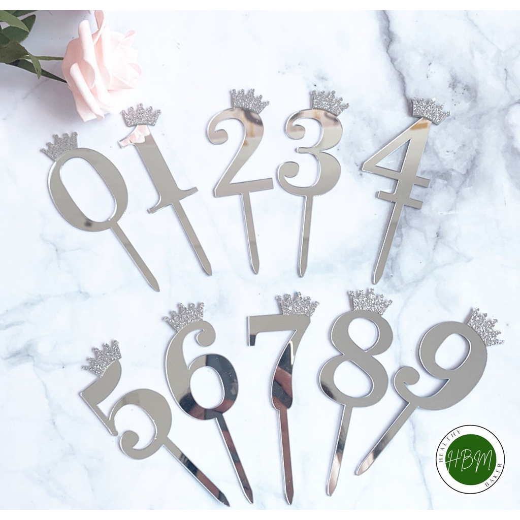 Acrylic Number Topper Silver Big / DAT 0210 - DAT 0219 /CAKE TOPPER ...