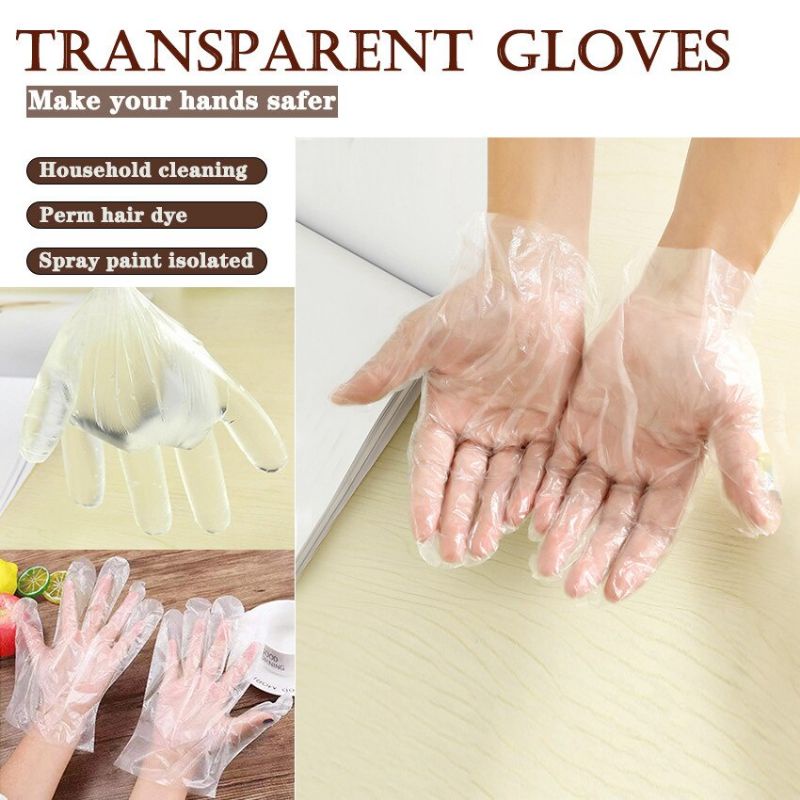 100pcs Transparent Plastic Gloves Disposable Disposable Hygienic ...