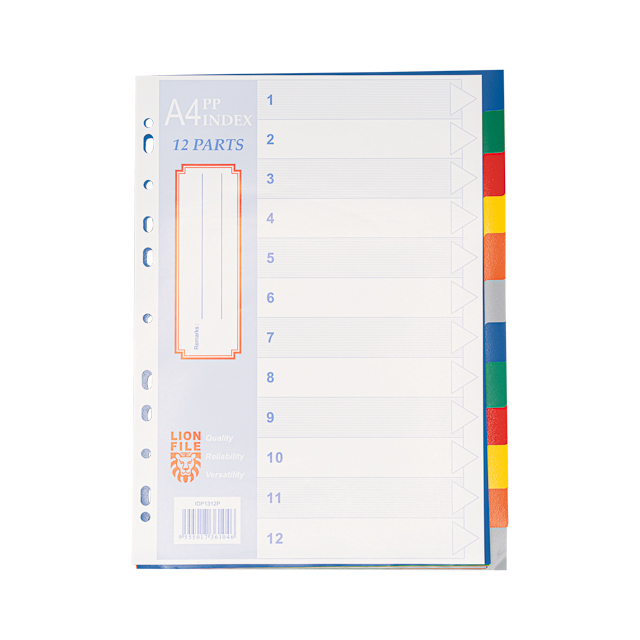 LION FILE PP Colours Index Divider (12 Tabs) | Shopee Malaysia