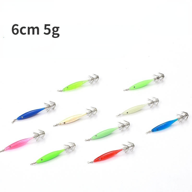 5PCS Squid Jig 6cm/5g Hard Fishing Lures Luminous Glow in Dark ...