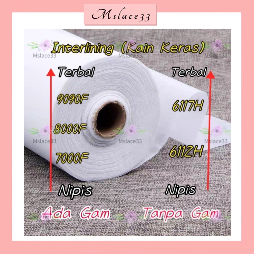 7000F 8000F 9090F Woven interlining kain keras bergum | Shopee Malaysia