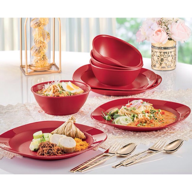 Red deep plate bowl serving set | Shopee Malaysia