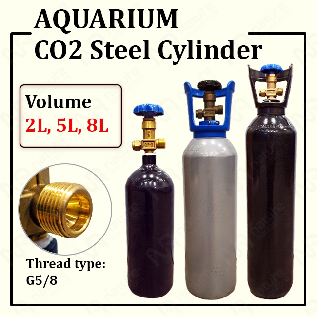 Aquarium Brand New Planted Tank Co2 Steel Cylinder Co2 Tank 2L, 5L, 8L ...