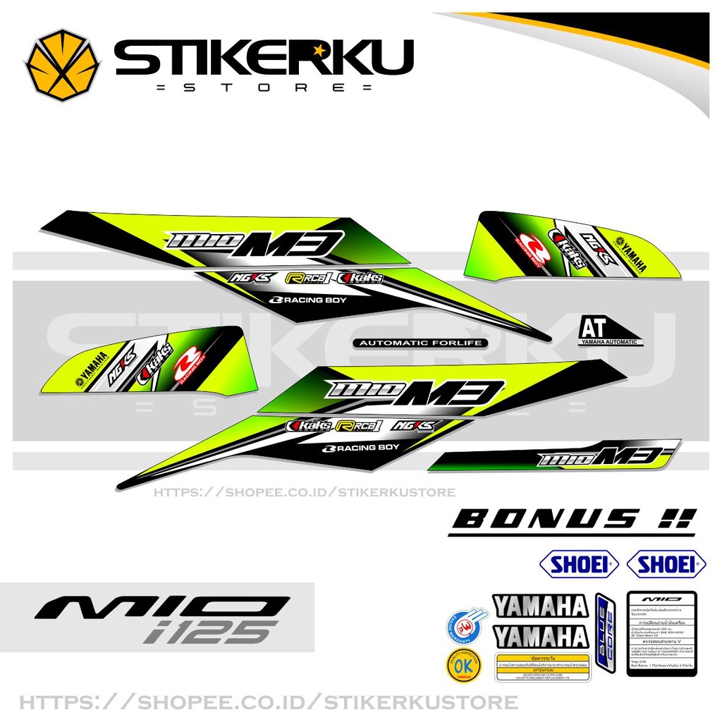 Sticker MIO i 125 STOCK DECALS / STRIPING MIO M3 /Z / 125/ Stickers ...