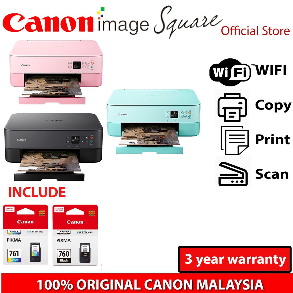 CANON PIXMA TS5370 (Black/Green/Pink) Compact Wireless Photo All-In-One ...