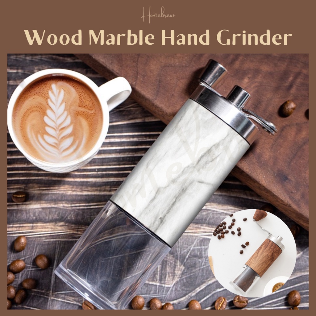 HB Premium Wood Marble Hand Manual Grinder Portable Coffee Bean Grinder ...