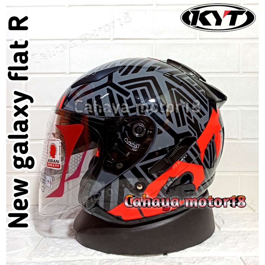 Kyt GALAXY FLAT R NEON GUNMETAL RED Helmet|Half FACE Lace KYT GALAXI ...