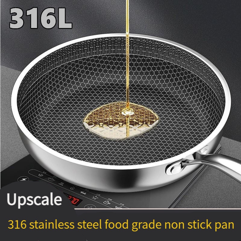 316 Wok Kuali Masak Premium Double Layer Periuk Stainless Steel 32cm Nonstick Silicone Handle ...