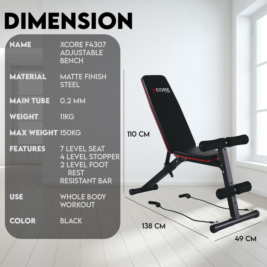 Vigor Fitness Adjustable Dumbbell Bench Weightlifting Bench / Bangku ...