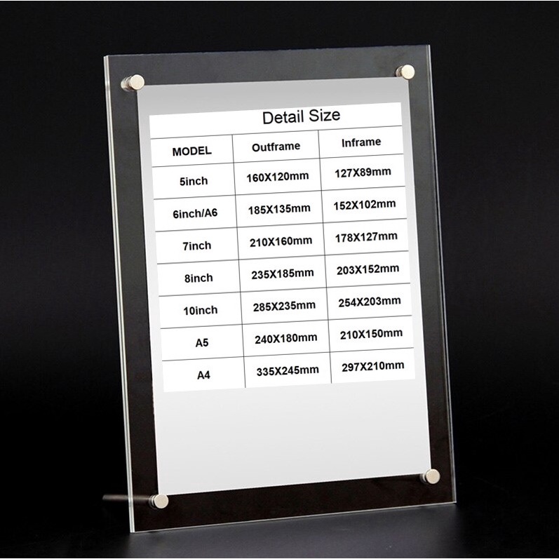 6 inch/A5/A4 Picture Frame Acrylic Photo Frames Certificate Camp Poster ...