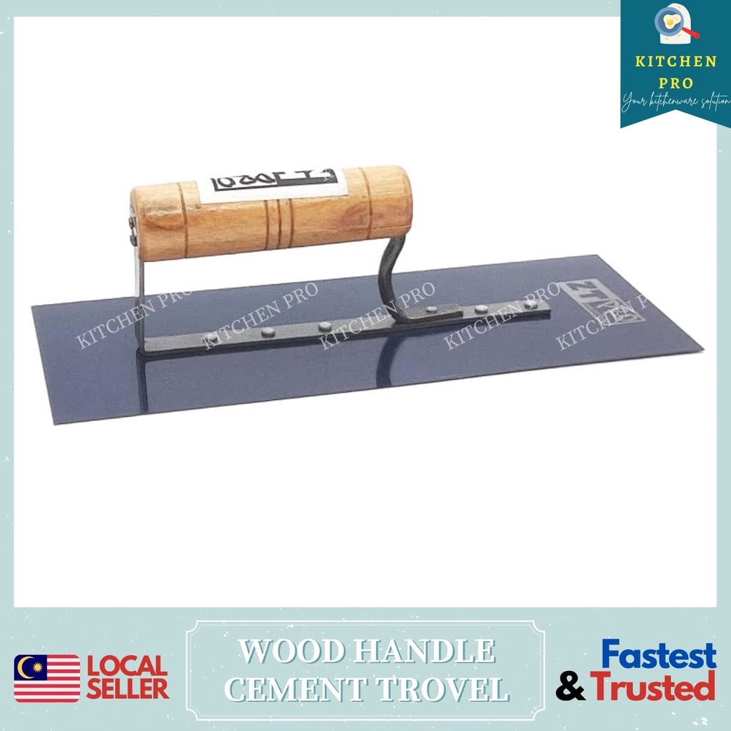 𝐊𝐈𝐓𝐂𝐇𝐄𝐍 𝐏𝐑𝐎 | Rectangle Plastering Cement Trowel With Wood Handle ...