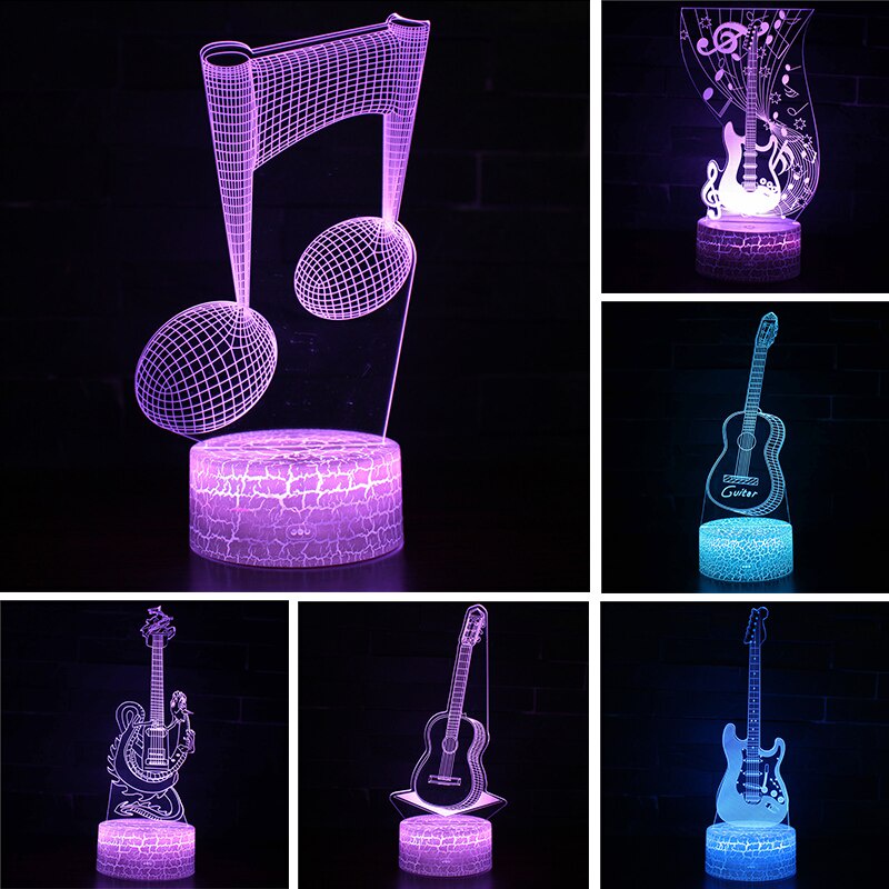 3D led lamp Music Note Cool Guitar Acrylic Light Music Logo LED Night ...
