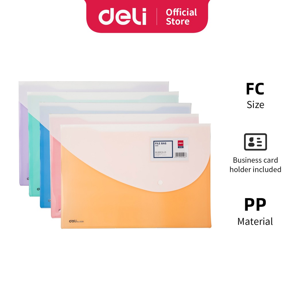 Deli Storage Bag E5506 Colorful Waterproof File Bag Front Button Design ...
