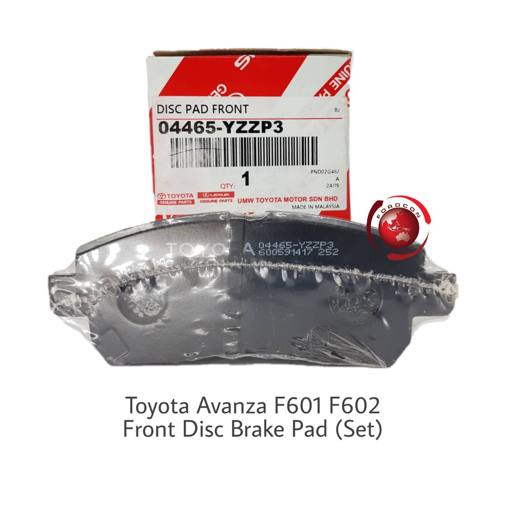 Toyota Avanza Front Disc Brake Pad Set (Malaysia) 04465-YZZP3 F601 F602 ...