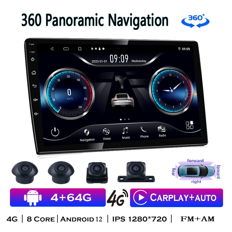 【TS18 8Core 4G+64G Carplay】360 Panoramic Navigation Android Car Player ...