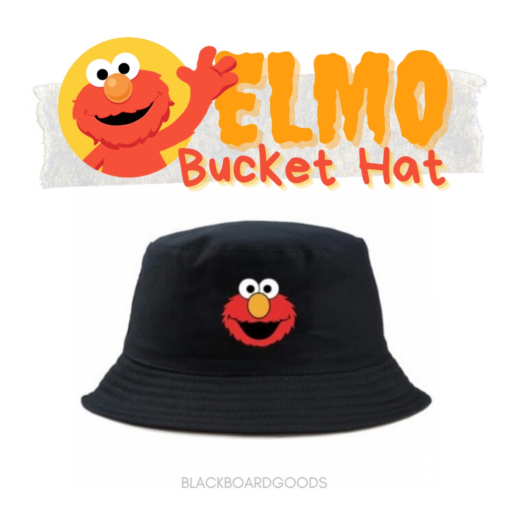 HITAM 1 sided ELMO Bucket Hat (black) | Shopee Malaysia