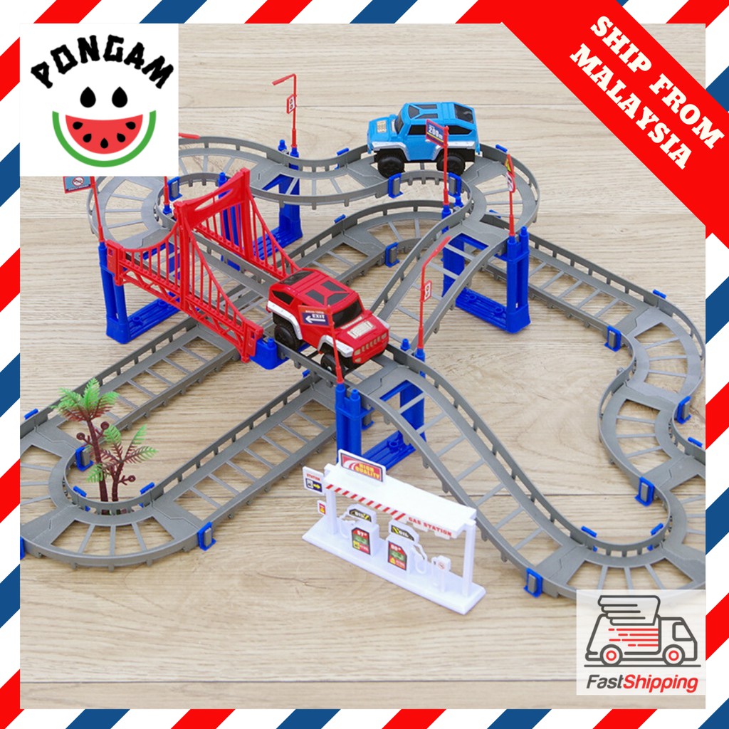 🔥HOT ITEM🔥73pcs Magical Railway Road Track Car Set Toy Mainan Kereta Blocks Car Track | Shopee ...