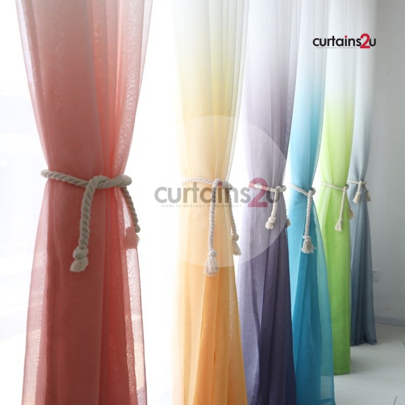 2 Tone color modern Sheer curtains for living and Room readymade ...