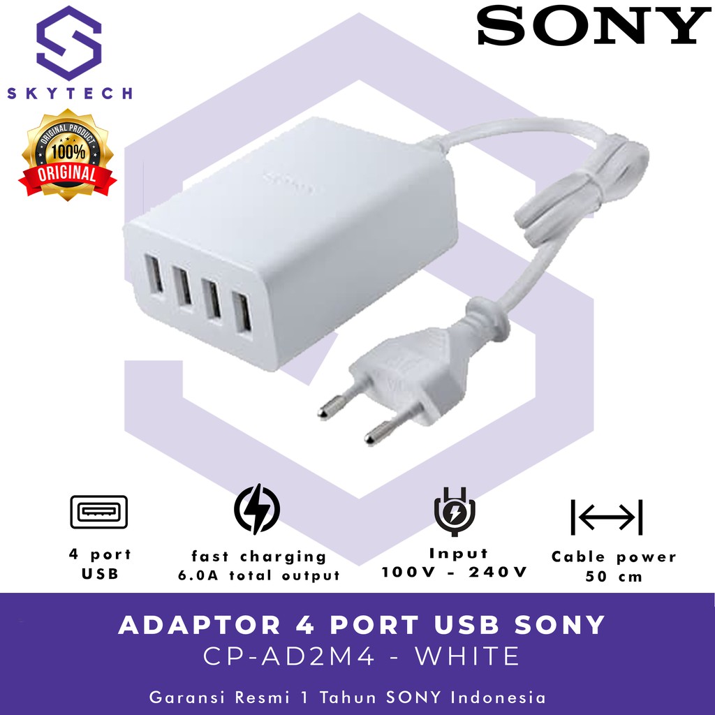 Adapter CHARGER 4 USB SONY CP AD2M4 WHITE ORIGINAL Official Warranty | Shopee Malaysia