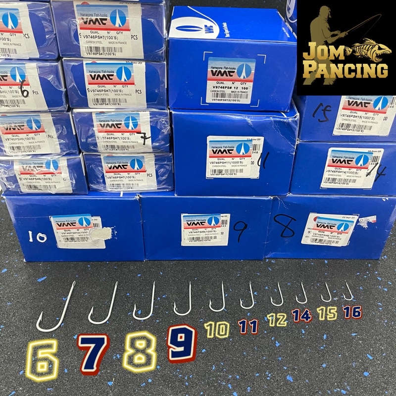 【Jom Pancing】VMC 9746 & 9754 Carbon Steel Hook With NO Hole,V9746PS V9754PS Mata Kail Dawai Ade ...