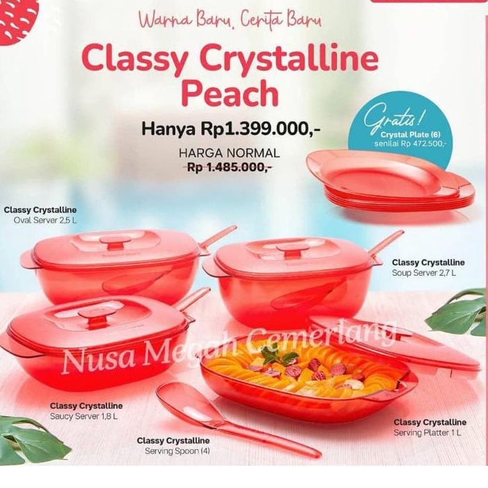 Crystalline Set | Peach | Set Hidang | Plate | Original Tupperware ...