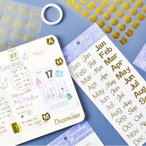 (Clearance) Howoo Gold Print Date Month Day Diary Calendar Sticker ...