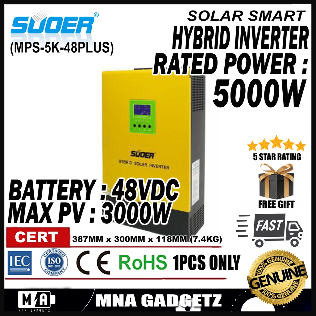 HYBRID INVETERMPS SUOER 12V 24V 48V 1000VA to 5000VA MPS-5K-48 plus Pure Sine Wave Hybrid ...