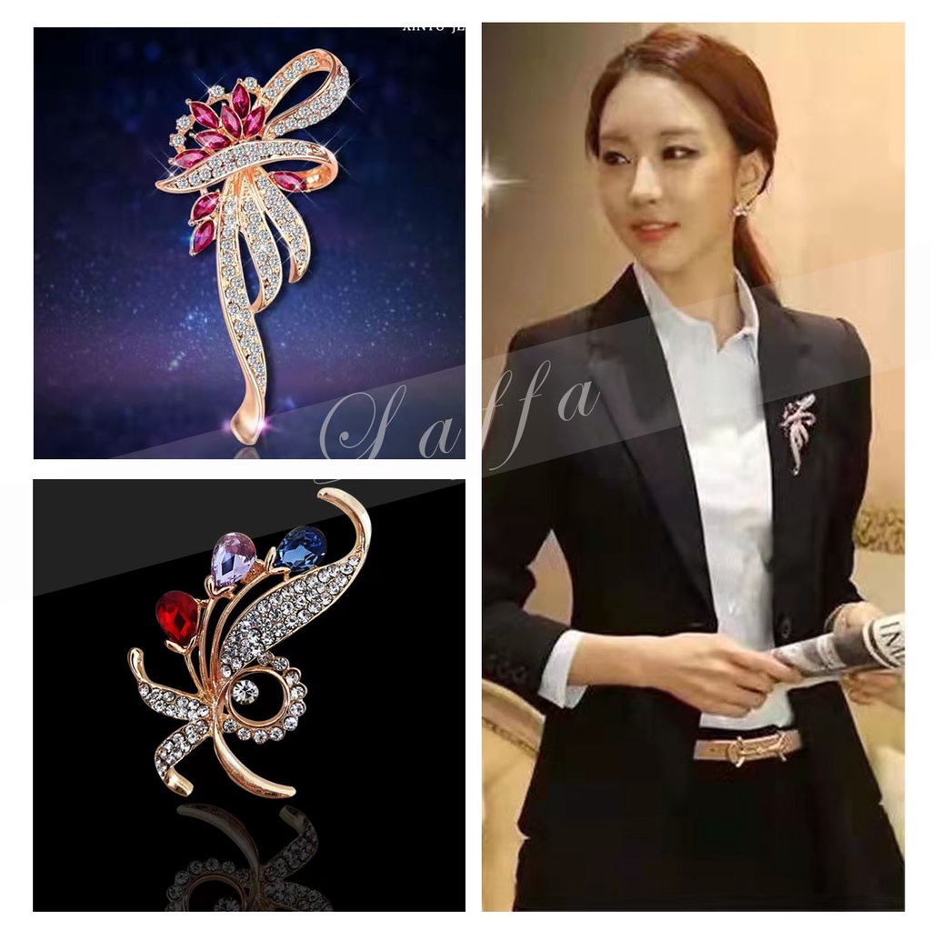 Premium Korean Rhinestones Brooch Pin Tudung Muslima Hijab Pin ...