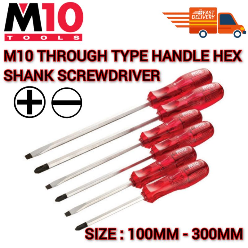 🇲🇾 READY STOCK 🇲🇾 M10 TOOLS THROUGH TYPE HANDLE HEX SHANK SCREWDRIVER ...