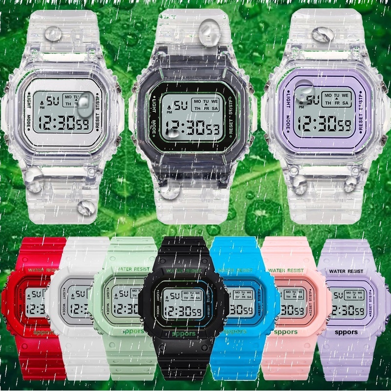 Fashion Simple Transparent Digital Watch Square Ladies Watch Sports ...