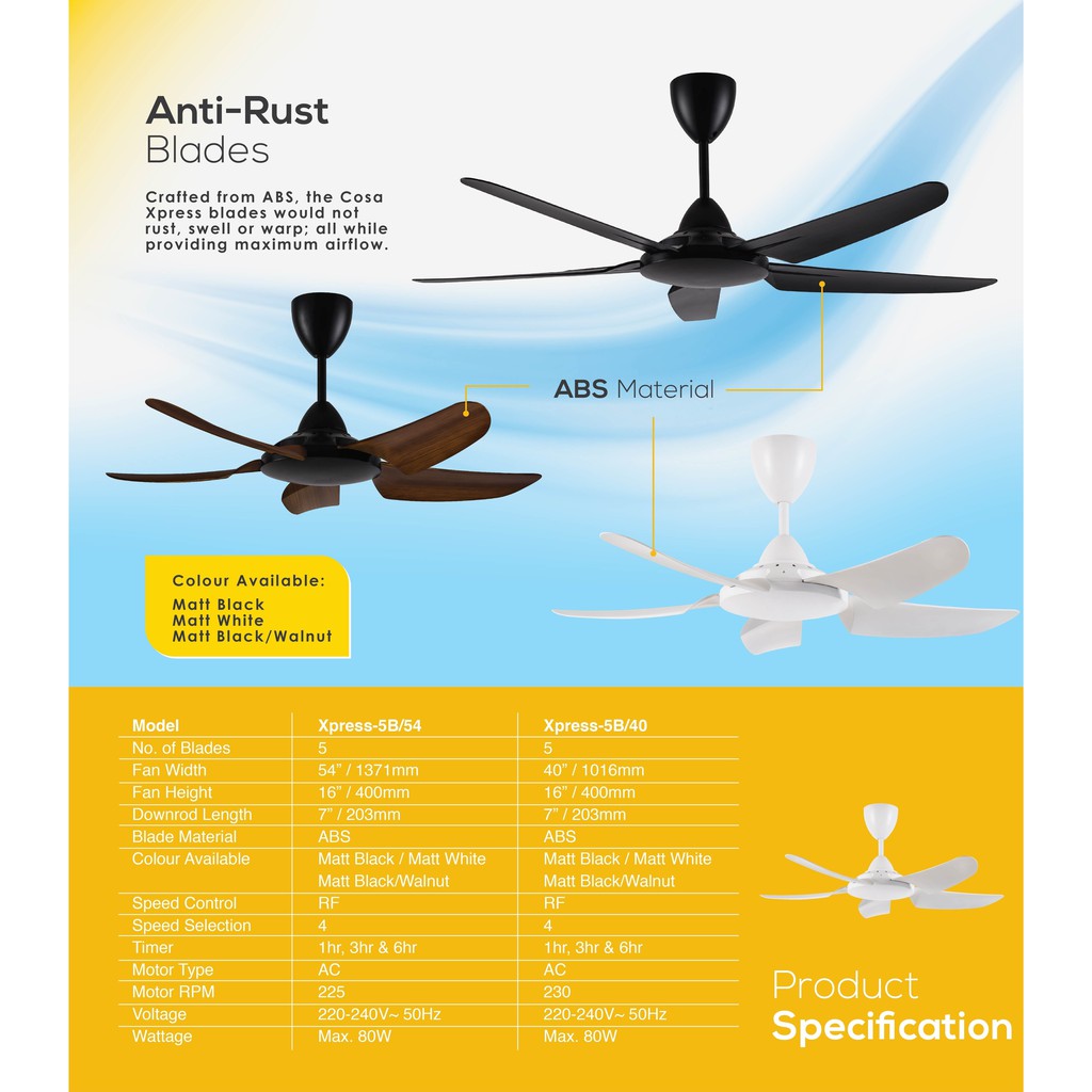 ALPHA COSA XPRESS CEILING FAN - 40" / 54 " | Shopee Malaysia