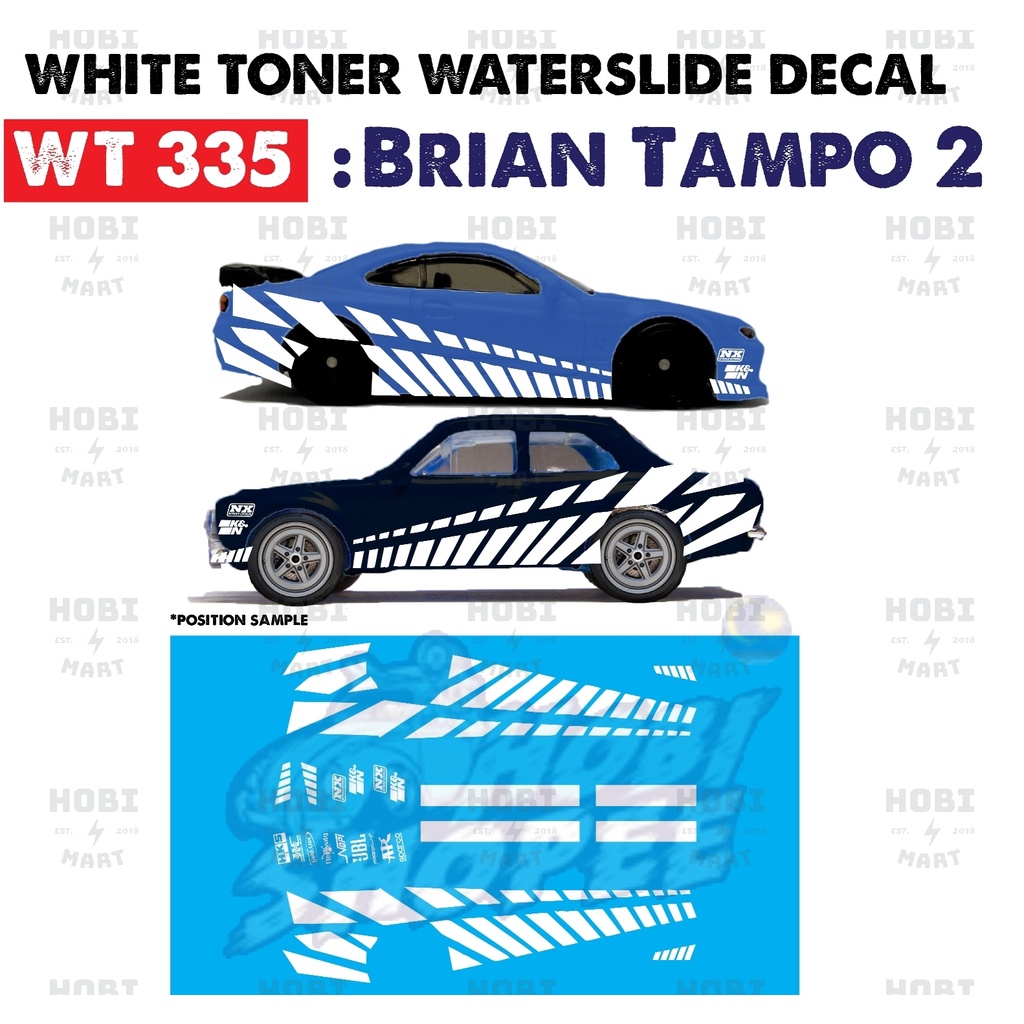 Brian Tampo 2 Decals Hotwheels Tomica 1:64 diecast custom white toner ...