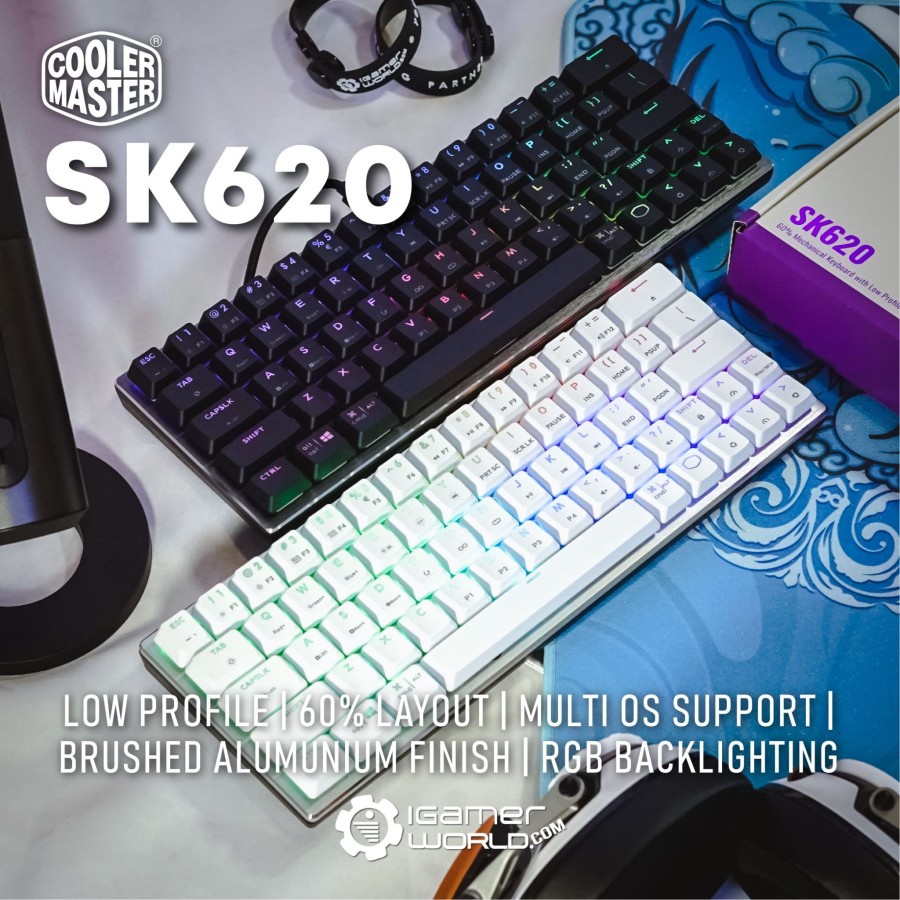 Cooler Master SK620 60% Low-Profile RGB Mechanical Gaming Keyboard ...