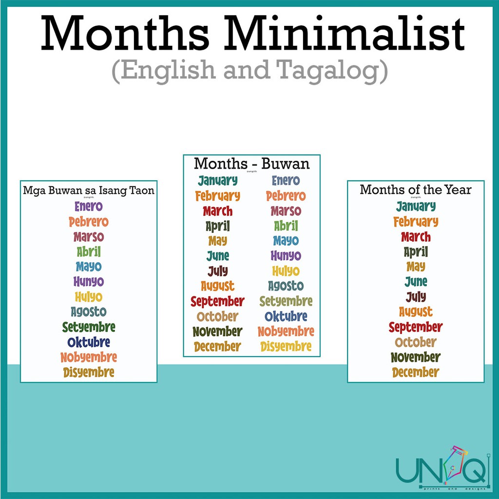 UNIQ Laminated Educational Wall Chart My Calendar Months English ...