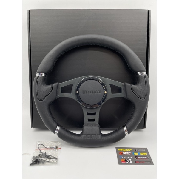 Momo Steering Wheel Universal Leather 14 Inch Racing Sport Steering Wheel Black momo tuner ...