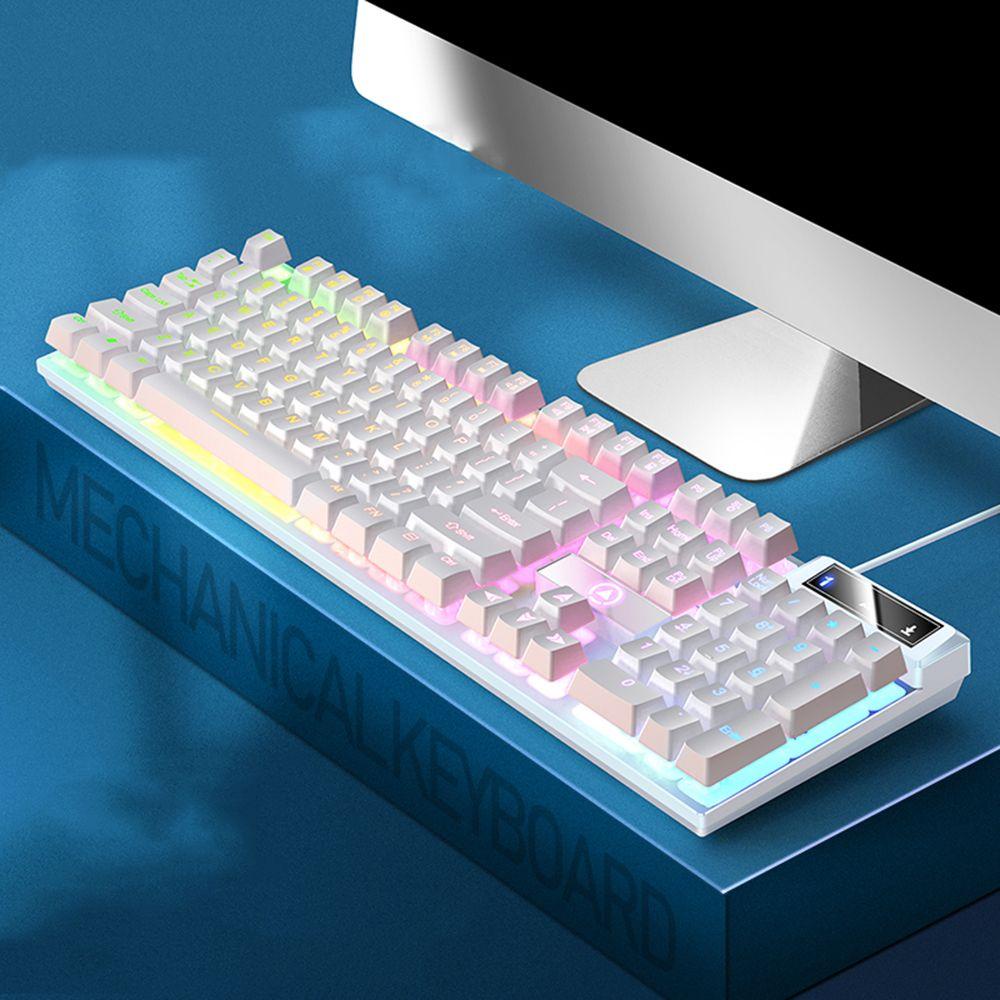 GLENES Mechanical Keyboard Pink White 1PC E-sports Waterproof 104 Keys ...