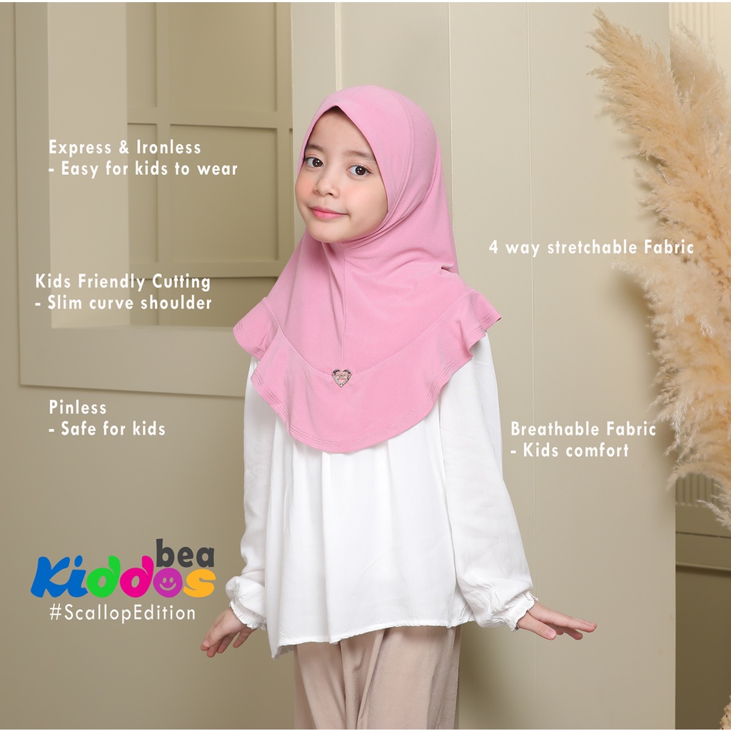 Tudung Budak Bea Kiddos Scallop By Bea Hijab (Size S - M) | Shopee Malaysia