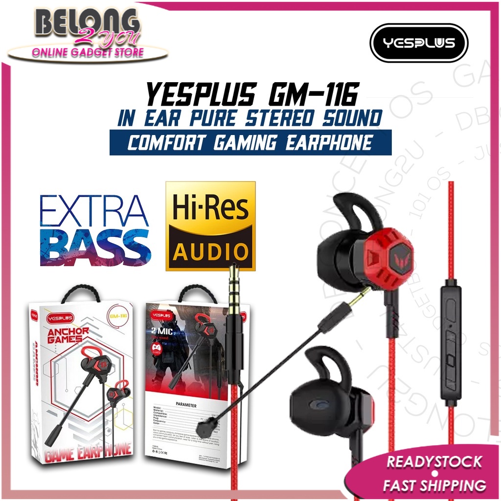 YESPLUS GM-116 ANCHOR GAMES GAME EARPHONE / 2 MIC / 4D PRUE SOUND ...