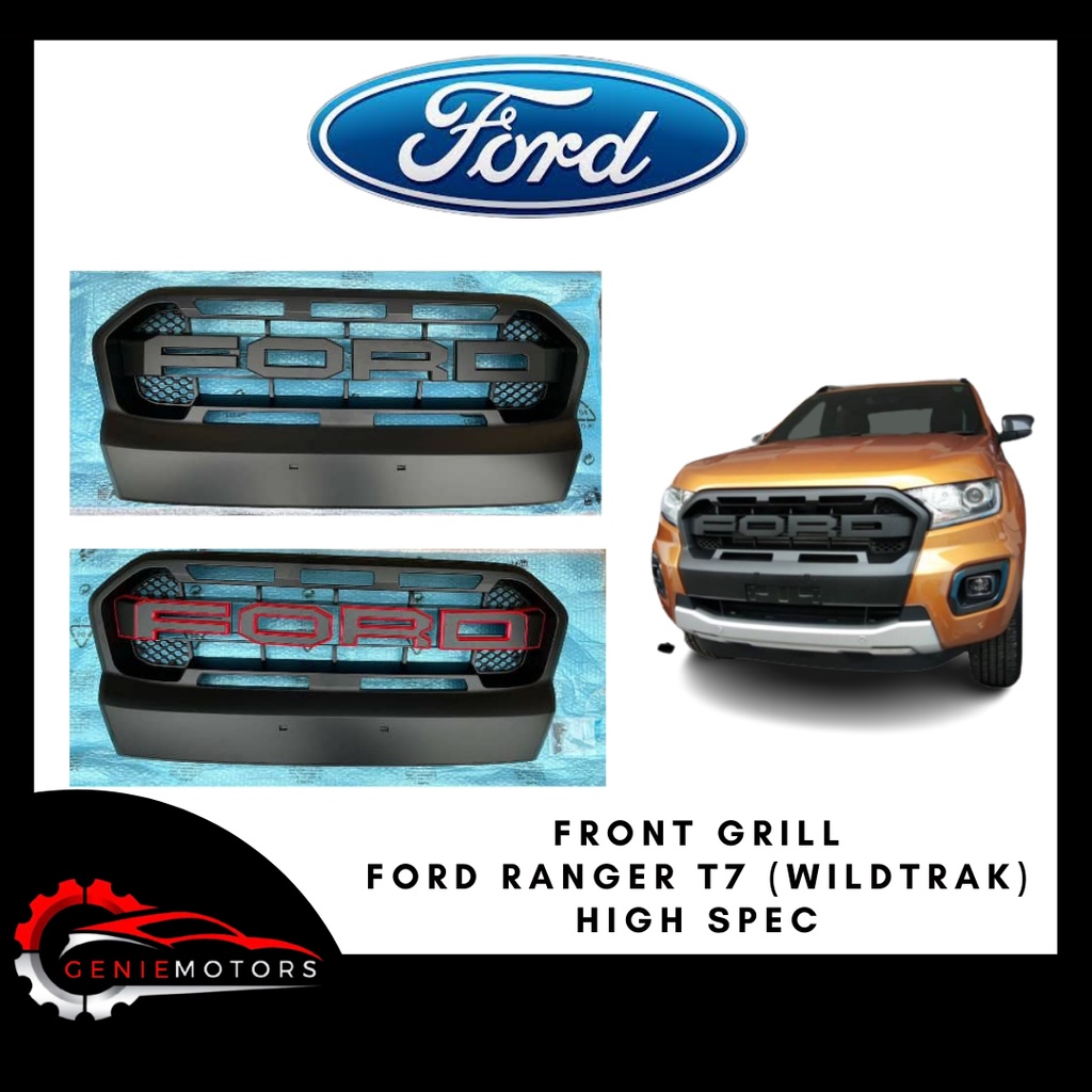 Front Grill For Ford Ranger T7 (Wildtrak) 15-17Y High Spec (Black & Red ...