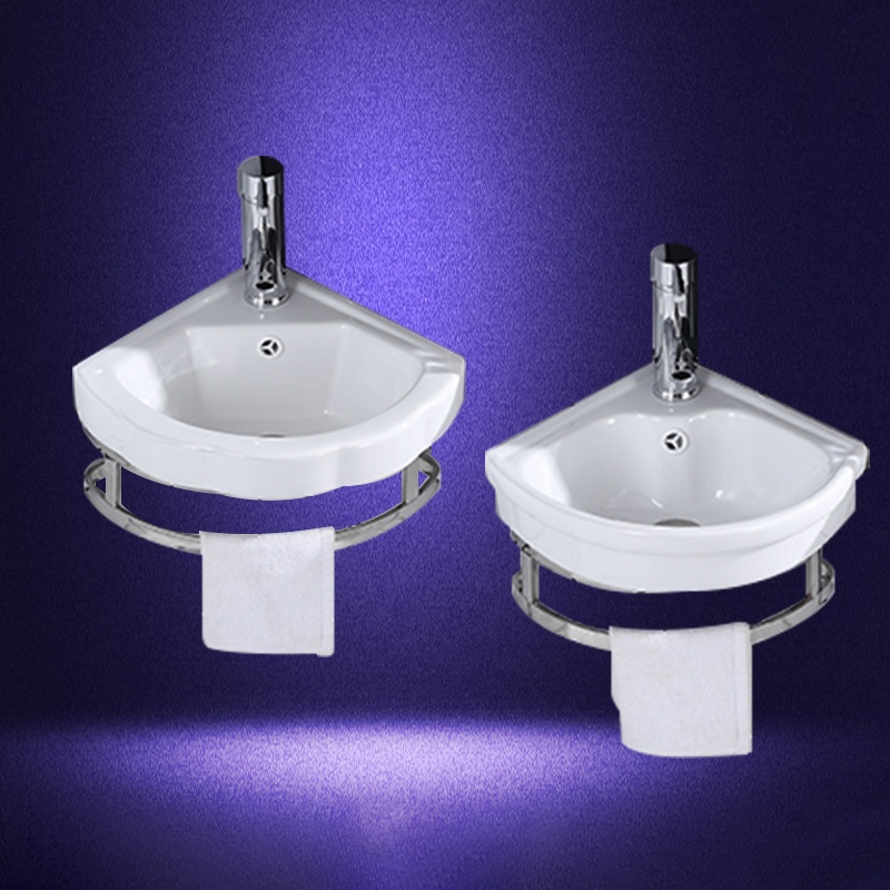 Wall-Mounted Wash Basin Washbasin Ceramic Corner Wall Hanging Triangle ...